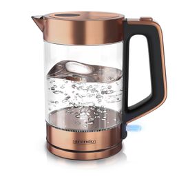 arendo Glas Wasserkocher, 1,7l, Cool Touch, edles Kupfer Design