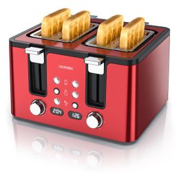 arendo Toaster, Edelstahl, mit Br&ouml;tchenaufsatz, Display & Touch, w&auml;rmeisoliert, verschiedene Schlitze