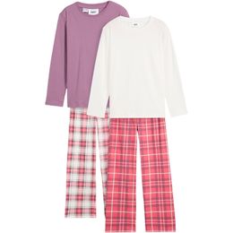 bonprix Pyjama aus reiner Bio-Baumwolle (4-tlg. Set), wei&szlig;, mit Baumwolle