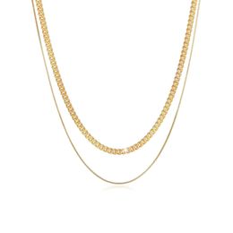 Kuzzoi Halsketten - Halskette Herren Ketten Set Panzer Venezia 925 Sil - Gr. unisize - in Gold - für Damen