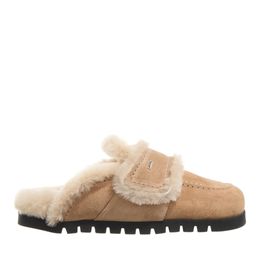 NUBIKK Slipper & Pantoletten - Teddy Fur Studs (L) - Gr. 36 (EU) - in Beige - f&uuml;r Damen