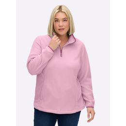sheego Gro&szlig;e Gr&ouml;&szlig;en Fleeceshirt mit Stehkragen, ros&eacute;, Gr&ouml;&szlig;e 46 - Damen