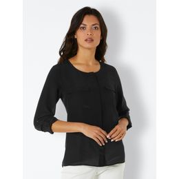 Heine Witt Damen Seidenbluse mit mattem Glanz, schwarz, Gr&ouml;&szlig;e 48