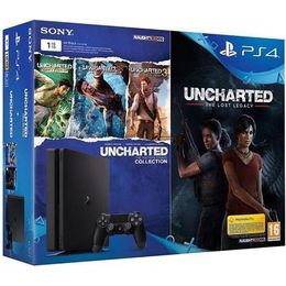 Sony PlayStation 4 Slim 1000GB - Schwarz Slim + Horizon Zero Dawn, Ratchet & Clank, Uncharted: The Lost Legacy