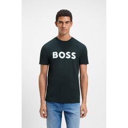 T-Shirt BOSS Orange "Thinking", Jungen, Gr. M, blau (dunkelblau404), Jersey, Obermaterial: 100% Baumwolle, unifarben, Basic h&uuml;ftlang, Rundhals, eingesetzt abgesteppte Kante, Shirts T-Shirt, mit Logodruck
