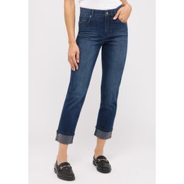 7/8-Jeans Angels "CICI CROP GLAM", Damen, Gr. 36, L&auml;nge 32, blau (blau used), Denim/Jeans, Obermaterial: 92% Baumwolle, 6% Polyester, 2% Elasthan, slim fit 7/8-L&auml;nge, Jeans, mit Schmucksteinchen veredelt