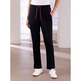 Schlupfhose, Damen, Gr. 42, Normalgr&ouml;&szlig;en, schwarz (schwarz, pink), 100% Baumwolle, unifarben, Hosen Schlupfhose