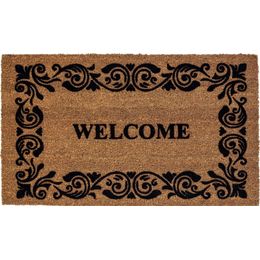 Fu&szlig;matte Astra "Coco Welcome" Gr. 16, braun (braun, schwarz), B:45cm H:14mm L:75cm, Kokos, Teppiche, Fu&szlig;matte, Schmutzfangmatte, T&uuml;rmatte, Kokosmatte mit Spruch