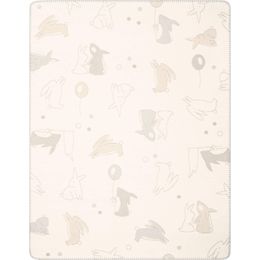 Babydecke Biederlack "Babydecke Littel Rabbits", beige, B:75cm L:100cm, Obermaterial: 58% Baumwolle, 35% Polyacryl, 7% Polyester, Wohndecken, Babydecke, Babydecke Littel Rabbits mit verspielten Hasen