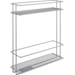 Mehrzweckregal Metaltex, grau, B:34cm H:38cm T:11cm, Metall, Regale, Mehrzweckregal, Vintage Optik, 2 Etagen, mit exclusiver TouchTherm Beschichtung