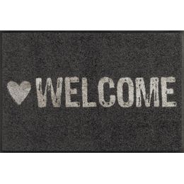 Fußmatte "Warmly Welcome", grau, B:50cm H:7mm L:75cm, Polyamid, wash+dry by Kleen-Tex, Teppiche, Fußmatte