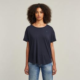 G-Star Raw T-Shirt G-STAR "Rolled up", Damen, Gr. L, blau (osaka blau), Jersey, Obermaterial: 100% Baumwolle, unifarben, loose fit, Rundhals, Umschlagbund, Shirts T-Shirt, mit umgeschlagenen &Auml;rmeln