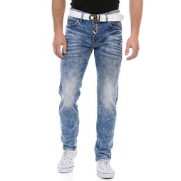 Cipo & Baxx Regular-fit-Jeans CIPO & BAXX, Herren, Gr. 30, Länge 32, blau, Denim/Jeans, Obermaterial: 98% Baumwolle, 2% Elasthan, Abriebeffekte, Destroyed-Effekte, normal, Jeans, mit markanter Waschung