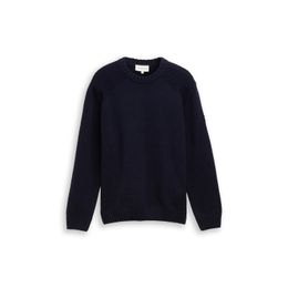 Tom Tailor Herren Strickpullover mit Ripp-Details, blau, Meliert, Gr. XL