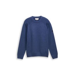 Tom Tailor Herren Strickpullover mit Ripp-Details, blau, Meliert, Gr. XL