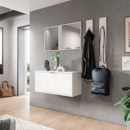 Pharao24.de Garderoben Set Komplett Garderobe Hochglanz Front f&uuml;r die Wandmontage (vierteilig)