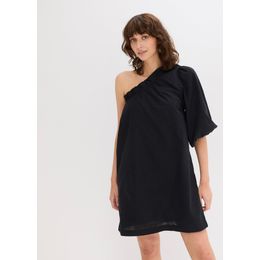 bonprix One-Shoulder-Kleid aus Baumwolle, schwarz, mit Baumwolle