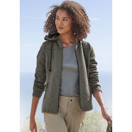active by Lascana LASCANA ACTIVE Fleecejacke gr&uuml;n Gr. 32/34 f&uuml;r Damen. Mit Badge. Normal