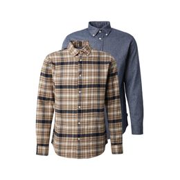 Jack & Jones Premium Hemd 'JPRBLUBARKLEY' Herren Gr&ouml;&szlig;e XXL beige / navy / wei&szlig;