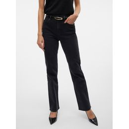 Véro Moda Gerade Jeans VERO MODA "VMTESSA HR STRAIGHT JEANS LI134 GA NOOS", Damen, Gr. 31, Länge 32, schwarz (schwarz denim), Denim/Jeans, Obermaterial: 99% Baumwolle, 1% Elasthan, unifarben, Jeans