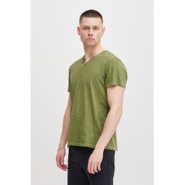 T-Shirt Blend "BHAshton split neck tee", Damen, Gr. M, grün (oil grün), Single Jersey, Obermaterial: 100% Baumwolle, unifarben, regular fit hüftbedeckend, V-Ausschnitt, Shirts T-Shirt, mit Deko-Knopfdetail am Ausschnitt