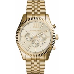 Chronograph Michael Kors "LEXINGTON", gold (goldfarben, champagnerfarben), Armbanduhren, Kinder, Chronograph, Quarzuhr, Armbanduhr, Herrenuhr, Stoppfunktion, Edelstahlarmband