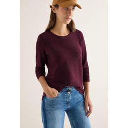 Rundhalspullover Cecil, Damen, Gr. S (38), eggplant rot heather melange, Strick, Obermaterial: 60% Baumwolle, 40% Polyester, meliert, regular fit normal, Rundhals, gerader Abschluss, Pullover Rundhalspullover, mit Struktur, Topseller