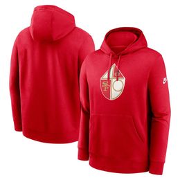 Kapuzenpullover NIKE "Nike Hoodie San Francisco 49ers Nike Club Fleece", Damen, Gr. XL, rot, 80% Baumwolle, 20% Polyester, Pullover Kapuzenpullover