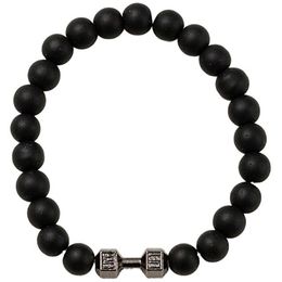 Armband Firetti "Schmuck Armkette Hantel Kraftsport Geschenk Workout Armband GYM", schwarz (altsilberfarben, schwarz, schwarz), Armb&auml;nder, Damen, 19cm, Messing Silikon, Messing, Silikon, Armband, Made in Germany - mit Glasstein
