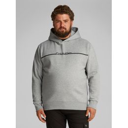 Sweatshirt "BT_SPLIT LINE LOGO HOODIE", Herren, Gr. 4XL, grau (light grau heather), Sweatware, Obermaterial: 64% Baumwolle, 36% Polyester, CALVIN KLEIN BIG & TALL, unifarben, regular fit, Rundhals, elastischer Bund, Sweatshirts Sweatshirt, in Gro&szlig;en Gr&ouml;&szlig;en mit Logoprint
