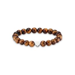 Armband Firetti "Schmuck Geschenk Herz Element, Steinarmband, Partnerarmband", braun (edelstahlfarben, braun, braun), Armbänder, Damen, 19cm, Edelstahl Polyester, Edelstahl, Polyester, Armband, Made in Germany - mit Onyx oder Tigerauge