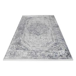 Teppich Wecon Home "SoHo Touch", grau (grau, blau), B:120cm H:7mm L:170cm, Kunstfaser, Teppiche, Teppich, Hoch-Tief-Struktur, Wohnzimmer