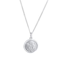 Kette mit Anh&auml;nger ZEEme "Silber 925 Engel-Motiv 36/38cm", wei&szlig;, Halsketten, Jungen, 36/38cm, Silber 925 (Sterlingsilber), L: 38 B: 12mm, gl&auml;nzend, B:12mm