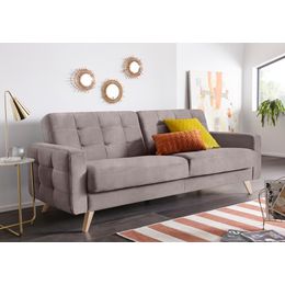 3-Sitzer exxpo - SOFA FASHION "Nappa, kompakt, bequem, zeitloses Design, Breite 222cm, L-Form", grau (taupe), B:222cm H:87cm T:89cm, Samtvelours (100% Polyester);Webvelours (100% Polyester), Sofas, tolle Detailverarbeitung