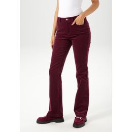 Cordhose Aniston CASUAL, Damen, Gr. 34, N-Gr, bordeaux, Cord, Obermaterial: 98% Baumwolle, 2% Elasthan, leicht glänzend, unifarben, sehr figurbetont lang, Hosen Cordhose