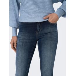 Skinny-fit-Jeans Only "ONLBLUSH ICON COIN MID SK DNM CRO300NOOS", Damen, Gr. L (40), Länge 32, blau (blau schwarz denim), Denim/Jeans, Obermaterial: 92% Baumwolle, 6% Elastomultiester, 2% Elasthan, unifarben, skinny fit, Jeans