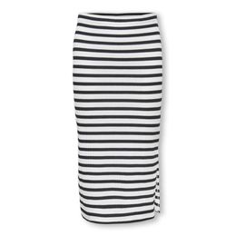 Jerseyrock KIDS Only "KOGNELLA LONG SIDE SLIT SKIRT JRS NOOS", Mädchen, Gr. 116, schwarz (schwarz stripes:cloud dancer 1, 1), Jersey, Obermaterial: 60% Polyester, 35% Viskose, 5% Elasthan, gestreift, regular fit knöchellang, Röcke