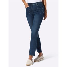 Bequeme Jeans Classic Basics, Damen, Gr. 38, Normalgr&ouml;&szlig;en, blau, stone, washed, 81% Baumwolle, 17% Polyester, 2% Elasthan, unifarben, lang, Jeans