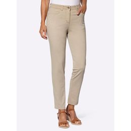 Bequeme Jeans Classic Basics, Damen, Gr. 27, Kurzgrößen, beige (sesam), 97% Baumwolle, 3% Elasthan, unifarben, lang, Jeans