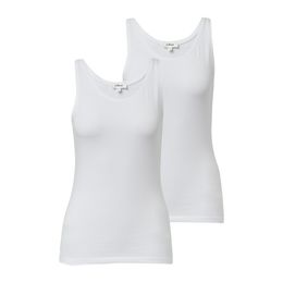 Tanktop s.Oliver, Damen, Gr. 38, weiß (weiß, weiß), Jersey, Obermaterial: 95% Baumwolle, 5% Elasthan, unifarben, hüftbedeckend, Rundhals, Tops Tanktop, 2-er Pack, Sommertop, mit Stretch