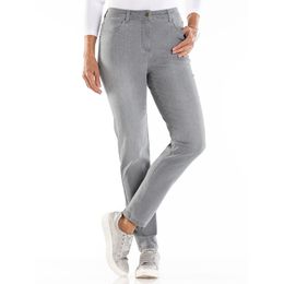 Bequeme Jeans Classic Basics, Damen, Gr. 23, Kurzgr&ouml;&szlig;en, grau (grau denim), 81% Baumwolle, 17% Polyester, 2% Elasthan, unifarben, lang, Jeans