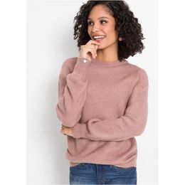 Strickpullover bonprix, Damen, Gr. 36/38 (S), rosa (rosenholz meliert), Obermaterial: 61% Polyacryl, 25% Polyester, 11% Polyamid, 3% Elasthan, loose fit, Pullover Strickpullover