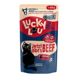 Lucky Lou Lifestage Senior Geflügel & Rind Katzen-Nassfutter ohne Getreide und Zucker 16x125g