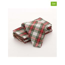 GAMUSI 6er-Set: Servietten ''Check'' in Wei&szlig;/ Rot/ Gr&uuml;n - (L)45 x (B)45 cm - 25% |