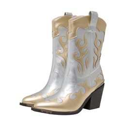 Buffalo Cowboystiefel Damen Gr&ouml;&szlig;e 39 gold / silber Winterschuhe