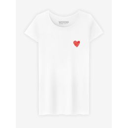 WOOOP Shirt "Little Heart " in Wei&szlig; - 51% | Gr&ouml;&szlig;e M | Damen-tops