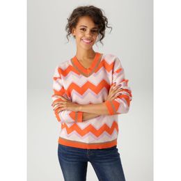 Aniston Pullover in Orange/ Rosa - 57% | Gr&ouml;&szlig;e 42 | Damen-pullover-cardigans