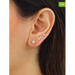 Miu Silver 3er-Set: Vergold.Ohrstecker mit Edelsteinen - 64% | Schmuck