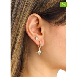 Miu Silver 2er-Set: Vergold.Ohrstecker nd Creole mit Edelsteinen - 69% | Schmuck
