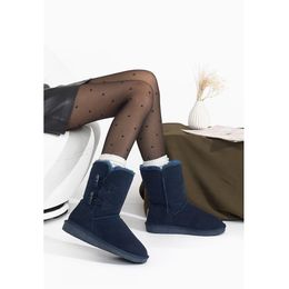 Gooce Leder-Winterstiefel "Hubbard" in Dunkelblau - 50% | Gr&ouml;&szlig;e 38 | Damen-stiefel